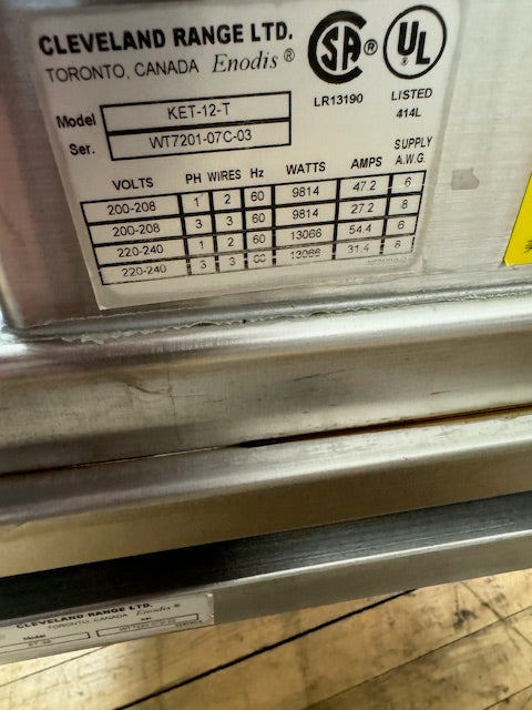 Reconditioned/Used: Cleveland Range, KET-12-T, 12G Electric Kettle - Dubick Fixture & Supply, Inc.